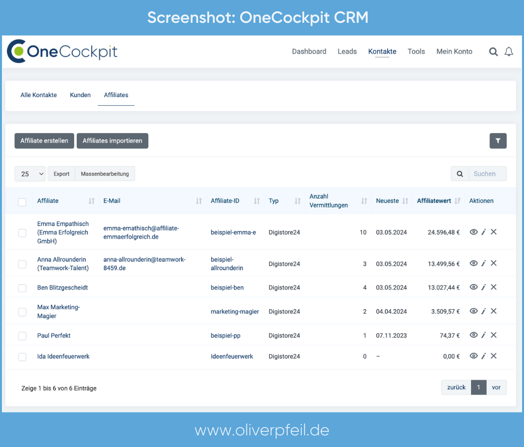 OneCockpit: Kundenmanagement und CRM-Features